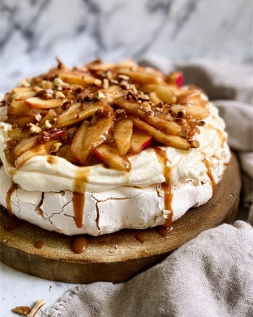 Autumn Pavlova with Apples, Maple Cream & Salted Caramel